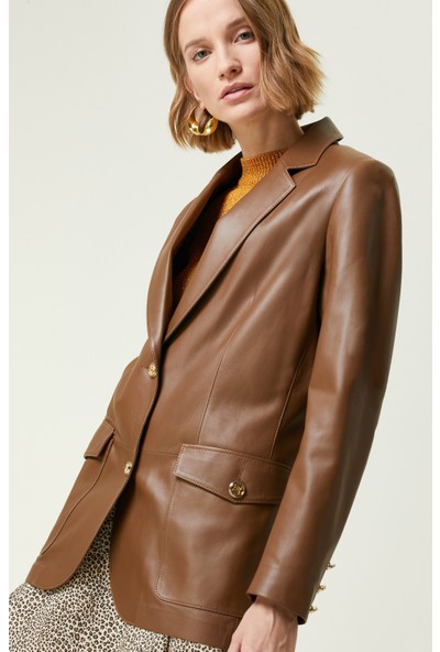 Regular Fit Kahverengi Deri Ceket