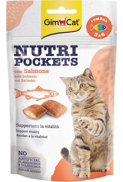 Gimcat Nutripockets Kedi Ödülü Somon Omega 3&6 60GR x 4 Adet Gimcat Nutripockets Kedi Ödülü Somon Omega 3&6 60GR x 4 Adet