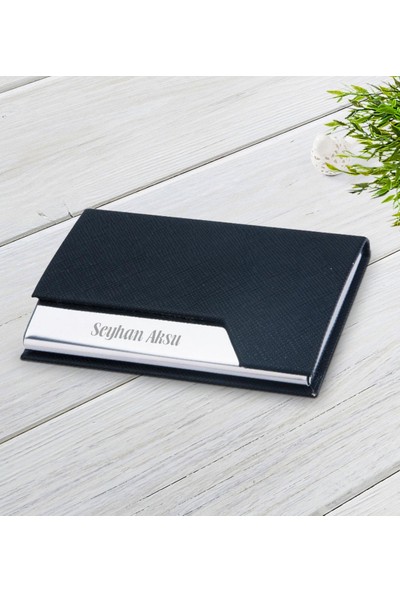 BK Kişiye Özel Isimli 4533 Siyah Metal & Suni Deri Kartvizitlik-1