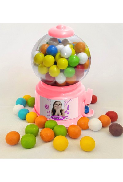 BK Kişiye Özel Fotoğraflı Doğum Günü Nostaljik Mini Sakız Makinası Pembe-4 BK Kişiye Özel Fotoğraflı Doğum Günü Nostaljik Mini Sakız Makinası Pembe-4