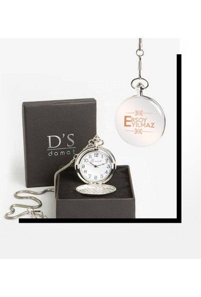 BK Kişiye Özel D's Damat Köstekli Krom Cep Saati BK Kişiye Özel D's Damat Köstekli Krom Cep Saati