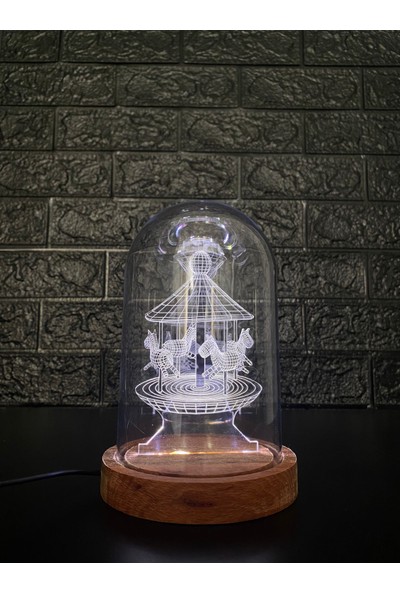 3D Atlı Karınca Detaylı Işıklı Fanus