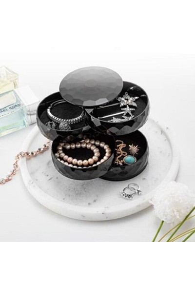 Buffer® 4 Katlı Elmas Kesim 360 Derece Dönebilen Silindir Takı Makyaj Organizeri Buffer® 4 Katlı Elmas Kesim 360 Derece Dönebilen Silindir Takı Makyaj Organizeri