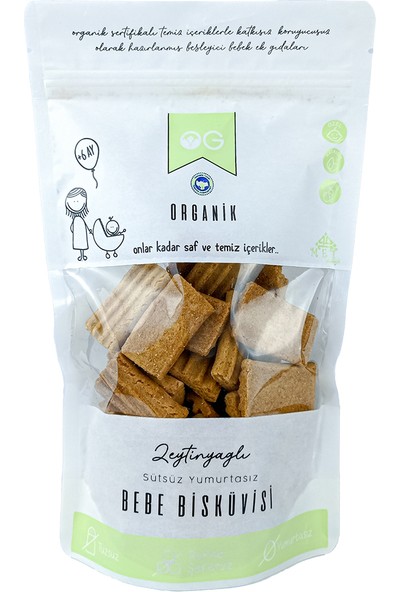 OG natural Organik Zeytinyağlı Sütsüz Yumurtasız Bebek Bisküvisi 300 gr +6 Ay OG natural Organik Zeytinyağlı Sütsüz Yumurtasız Bebek Bisküvisi 300 gr +6 Ay