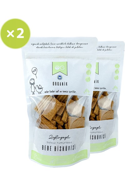 OG natural 2'li Organik Zeytinyağlı Sütsüz Yumurtasız Bebek Bisküvisi 300 gr +6 Ay OG natural 2'li Organik Zeytinyağlı Sütsüz Yumurtasız Bebek Bisküvisi 300 gr +6 Ay