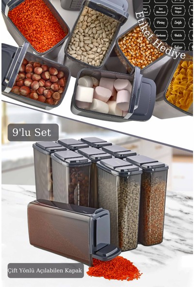 Homeniva The Anabel 9'lu Set Çift Kapaklı Ölçülü Erzak Saklama Kabı 9X(2400ML) Homeniva The Anabel 9'lu Set Çift Kapaklı Ölçülü Erzak Saklama Kabı 9X(2400ML)