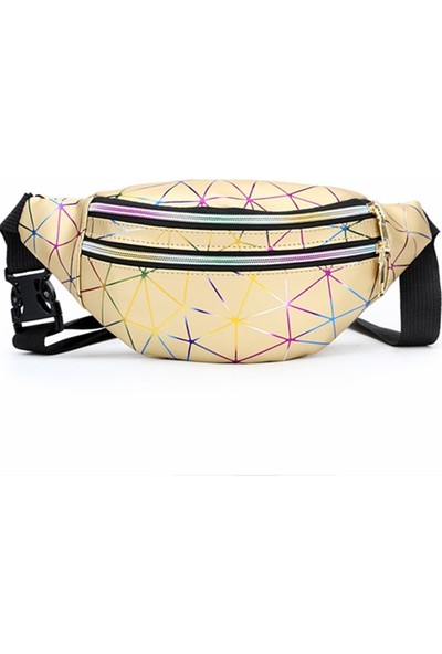 Hainan Shenda Geometrik Desenli Bel Çantası - Sarı (Yurt Dışından)