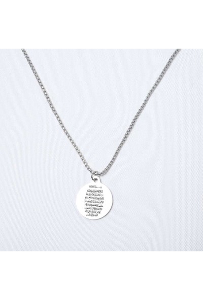Bayzade Ayetel Kürsi Yazılı Yuvarlak Çelik Kolye - 1143 Bayzade Ayetel Kürsi Yazılı Yuvarlak Çelik Kolye - 1143