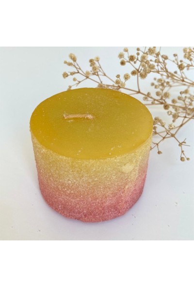 Yumakça Kavun Kokulu Dekoratif Sarı Geçişli Silindir Mum