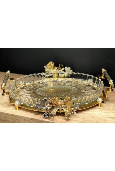 HGüneyli Bölmesiz Kristal Sunumluk Drajelik Model Kelebek Detaylı