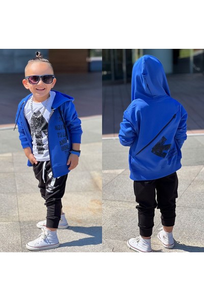 BY Asaf Kids Kapüşonlu Ok Işaretli 3 Lü Takım Lacivert BY Asaf Kids Kapüşonlu Ok Işaretli 3 Lü Takım Lacivert