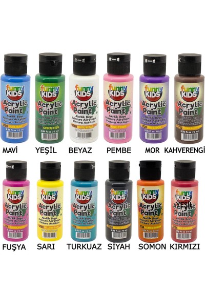 Rich Funny Kids Akrilik Boya 70 Ml-12 Renk Karışık Set Rich Funny Kids Akrilik Boya 70 Ml-12 Renk Karışık Set