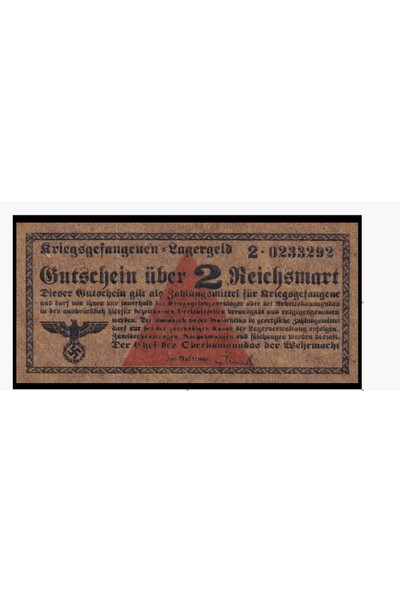 Deren Pecunia Almanya 1940-44 Yılı 2 Reichsmark Ça (Nadir- Nazi Darp. Tarafından Esir Kampında Kullanılmak Üzere Basılmış) Deren Pecunia Almanya 1940-44 Yılı 2 Reichsmark Ça (Nadir- Nazi Darp. Tarafından Esir Kampında Kullanılmak Üzere Basılmış)