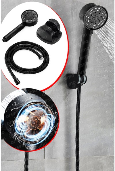 Arsimo Turbo Fan Pervaneli 5 Fonksiyonlu Su Tasarruflu Duş Seti | Duş Başlığı + Mafsal + Hortum 150 cm Set Arsimo Turbo Fan Pervaneli 5 Fonksiyonlu Su Tasarruflu Duş Seti | Duş Başlığı + Mafsal + Hortum 150 cm Set