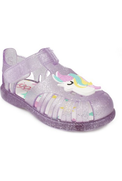 Igor Kayışlı Unicorn Kabartmalı Lila Kız Çocuk Sandalet