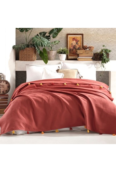 Reyo Home %100 Pamuk Püsküllü Pike ve Yatak Örtüsü 220 x 240 Kiremit Reyo Home %100 Pamuk Püsküllü Pike ve Yatak Örtüsü 220 x 240 Kiremit