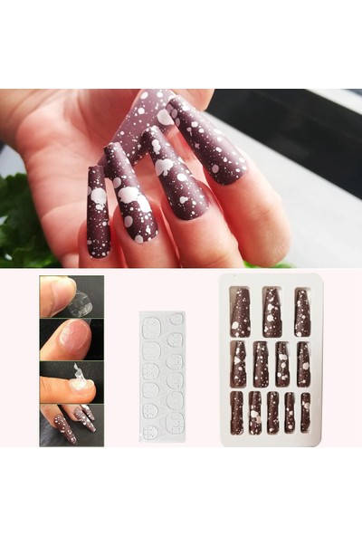 Xolo Balerin Serisi Kendinden Yapışkanlı Kahverengi Samur Serpmeli Takma Tırnak Seti Balerin Cadı Tırnak XL776 Xolo Balerin Serisi Kendinden Yapışkanlı Kahverengi Samur Serpmeli Takma Tırnak Seti Balerin Cadı Tırnak XL776
