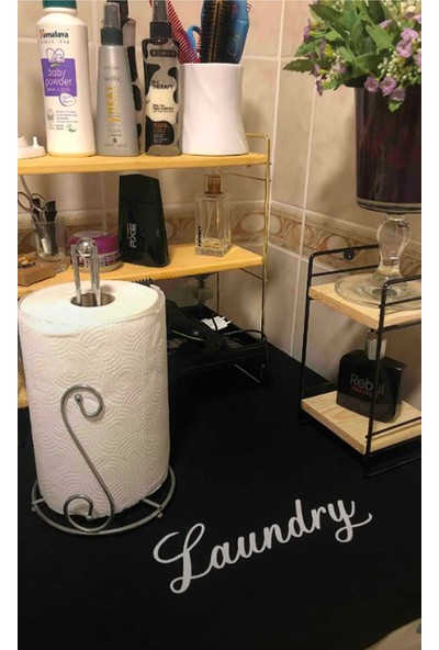 Bagand Laundry Baskılı Çamaşır Makine Örtüsü Siyah