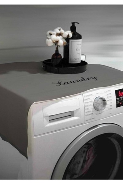 Bagand Laundry Basklı Gri Çamaşır Makine Örtüsü