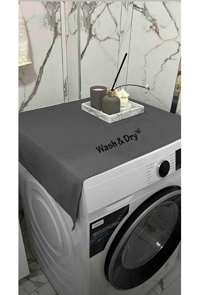 Bagand Wash & Dry Basklı Gri Çamaşır Makine Örtüsü Bagand Wash & Dry Basklı Gri Çamaşır Makine Örtüsü