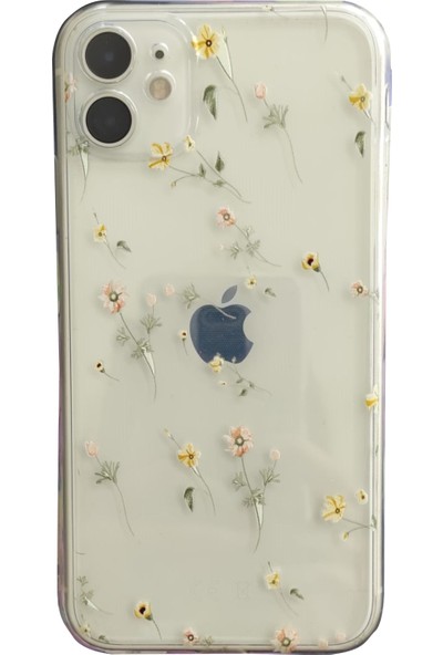Iphone 11çiçek Desenli Baskılı Şeffaf Kılıf