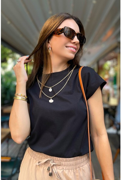 Kaya Sısters Kendinden Kolyeli Siyah Bluz 5460