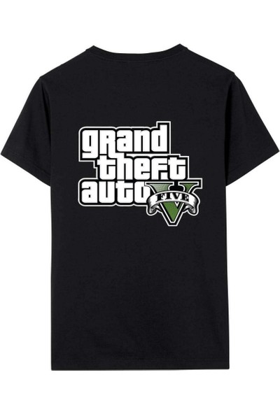 Mood Gta 5 Baskili Unisex T-Shirt - 10 - 11 (152) Yaş Beden - Siyah - Mood
