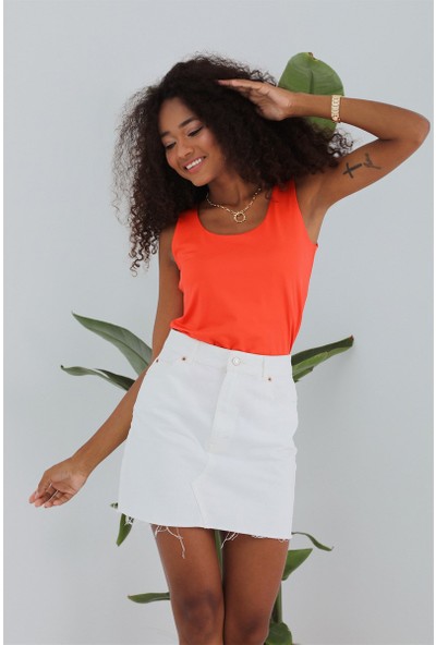 Quzu Kadın Turuncu Basıc Bluz (15Y60009-10)