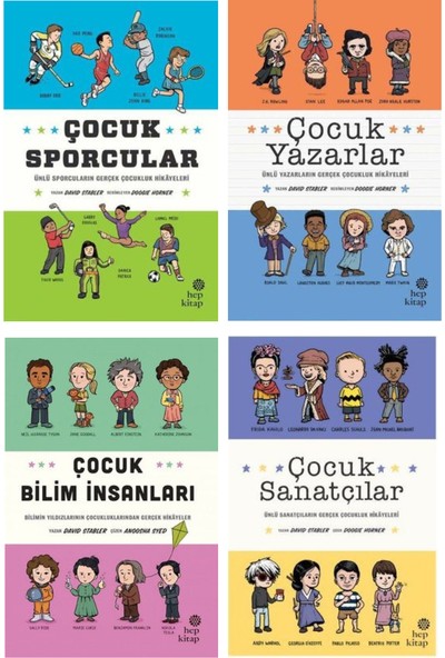 Çocuk Yazarlar - Çocuk Bilim Insanları - Çocuk Sanatçılar - Çocuk Sporcular - 4 Kitap Set - David Stabler