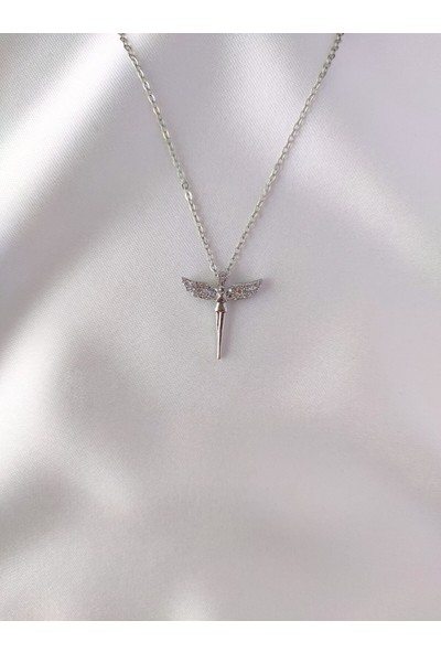 Kadın Gümüş Kaplama Zirkon Taşlı Melek Peri Kolye