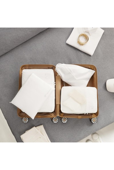 Ocean Home 4'lü Beyaz Bavul İçi Organizer Set Ocean Home 4'lü Beyaz Bavul İçi Organizer Set