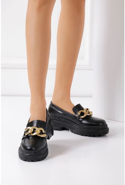 Öner Shoes Kadın Siyah Zincir Detay Loafer Ayakkabı Öner Shoes Kadın Siyah Zincir Detay Loafer Ayakkabı