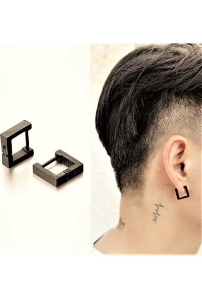 Tükkan Accessories Kare Şekil Gümüş Çelik Küpe