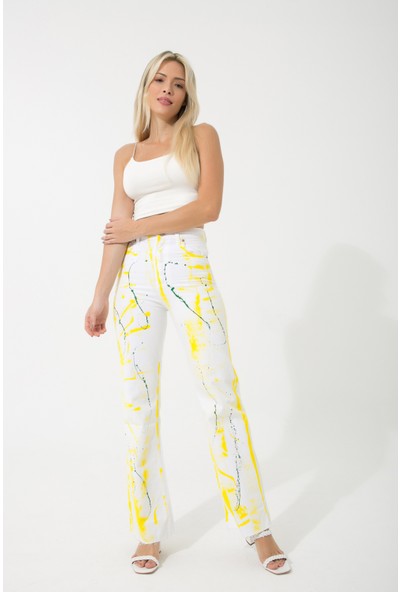 Bpf sarı Yeşil Boyalı Denim Pantolon Bpf sarı Yeşil Boyalı Denim Pantolon