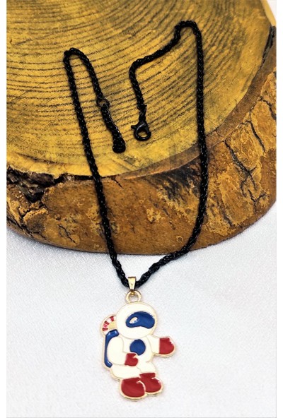 Tükkan Accessories Siyah Zincir Astronot Figür Kolye