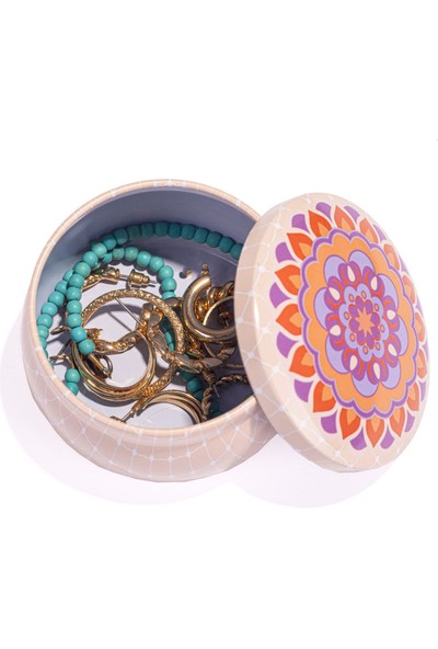 DekoratifKase Takı Kutusu Renkli Motifli DekoratifKase Takı Kutusu Renkli Motifli