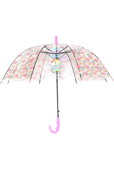 buradanaldım Pembe Renk, Düdüklü Şeffaf Çocuk Şemsiyesi Uzun Saplı Unicorn Desenli buradanaldım Pembe Renk, Düdüklü Şeffaf Çocuk Şemsiyesi Uzun Saplı Unicorn Desenli