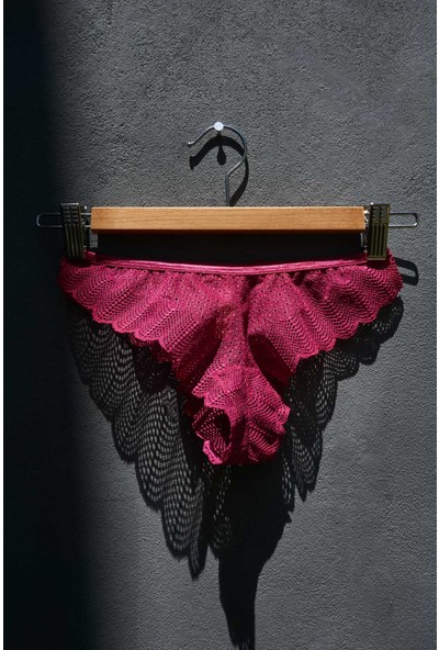 Fuşya Dantelli Tanga Külot