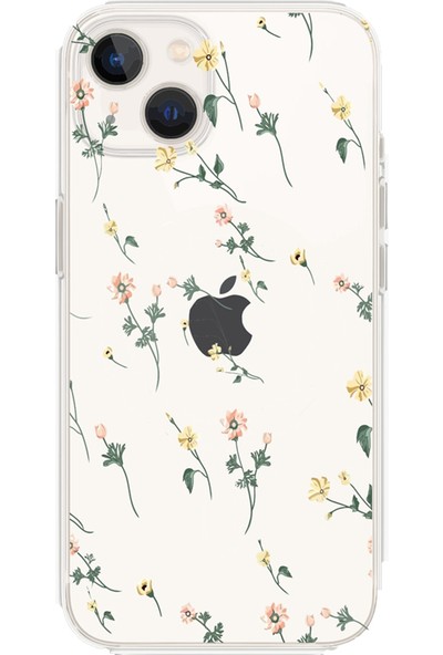Iphone 13 Kamera Korumalı Çiçek Desenli Silikon Kılıf