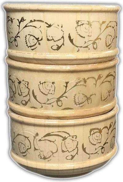 Royaleks Ahşap Yaldızlı Dişbudak Şık Çerezlik 3 Lü Takım 10X6 cm