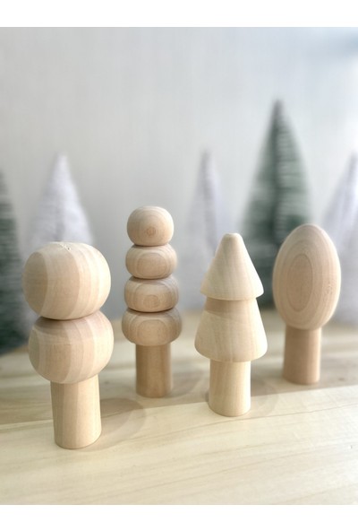 Bilmiş Çocuk Waldorf Ahşap Ağaç Oyun Seti 4’lü