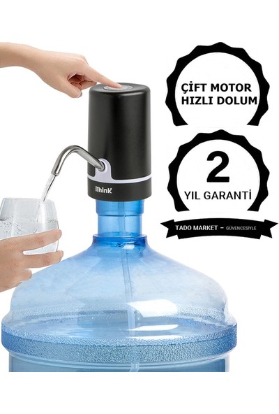 iThink Çift Motorlu Işıklı Otomatik Kablosuz Şarjlı Damacana Su Pompası iThink Çift Motorlu Işıklı Otomatik Kablosuz Şarjlı Damacana Su Pompası