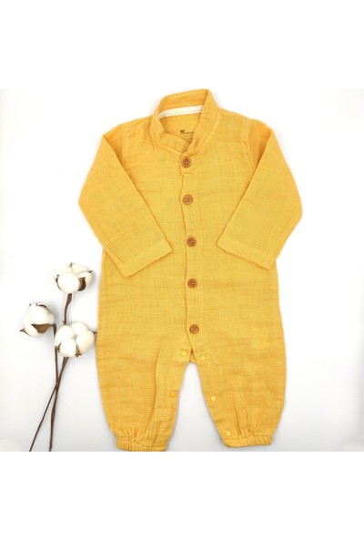 Bebek Star Pamuk Hardal Müslin Tulum Bebek Star Pamuk Hardal Müslin Tulum