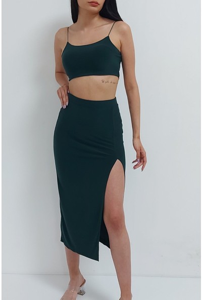 İnobag Ip Askılı Etekli Takım Koyu Yeşil