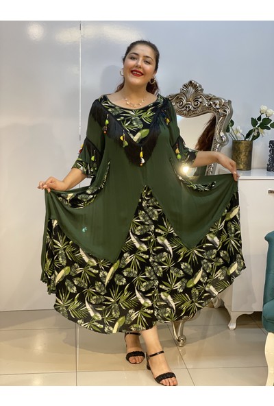 HepXL Büyük Beden Italyan Model Otantik Elbise HepXL Büyük Beden Italyan Model Otantik Elbise