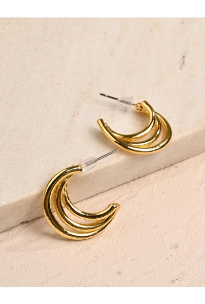 Jimmy Key Kadın Sarı Figürlü Yarım Halka Küpe