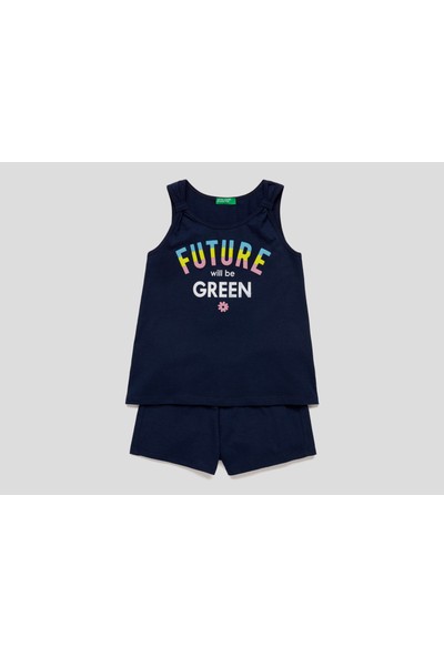 Benetton Önü Baskılı Atlet Şort Takım