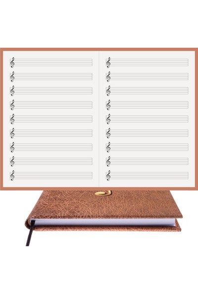 Müzik Nota Defteri Sol Anahtarlı Çift Kesik Çizgi El Yapımı, El Dikişi, Kuşe Ciltli A/5 Müzik Nota Defteri Sol Anahtarlı Çift Kesik Çizgi El Yapımı, El Dikişi, Kuşe Ciltli A/5