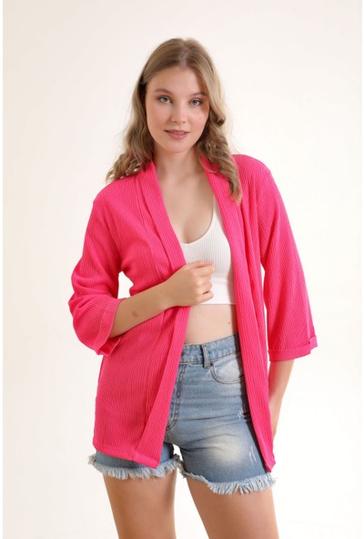 Rays Kol Ucu Katlı Ceket Fuşya