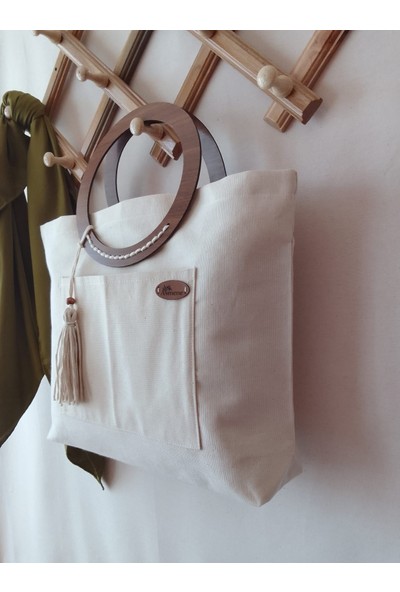 Ahşap Saplı Plaj Çantası